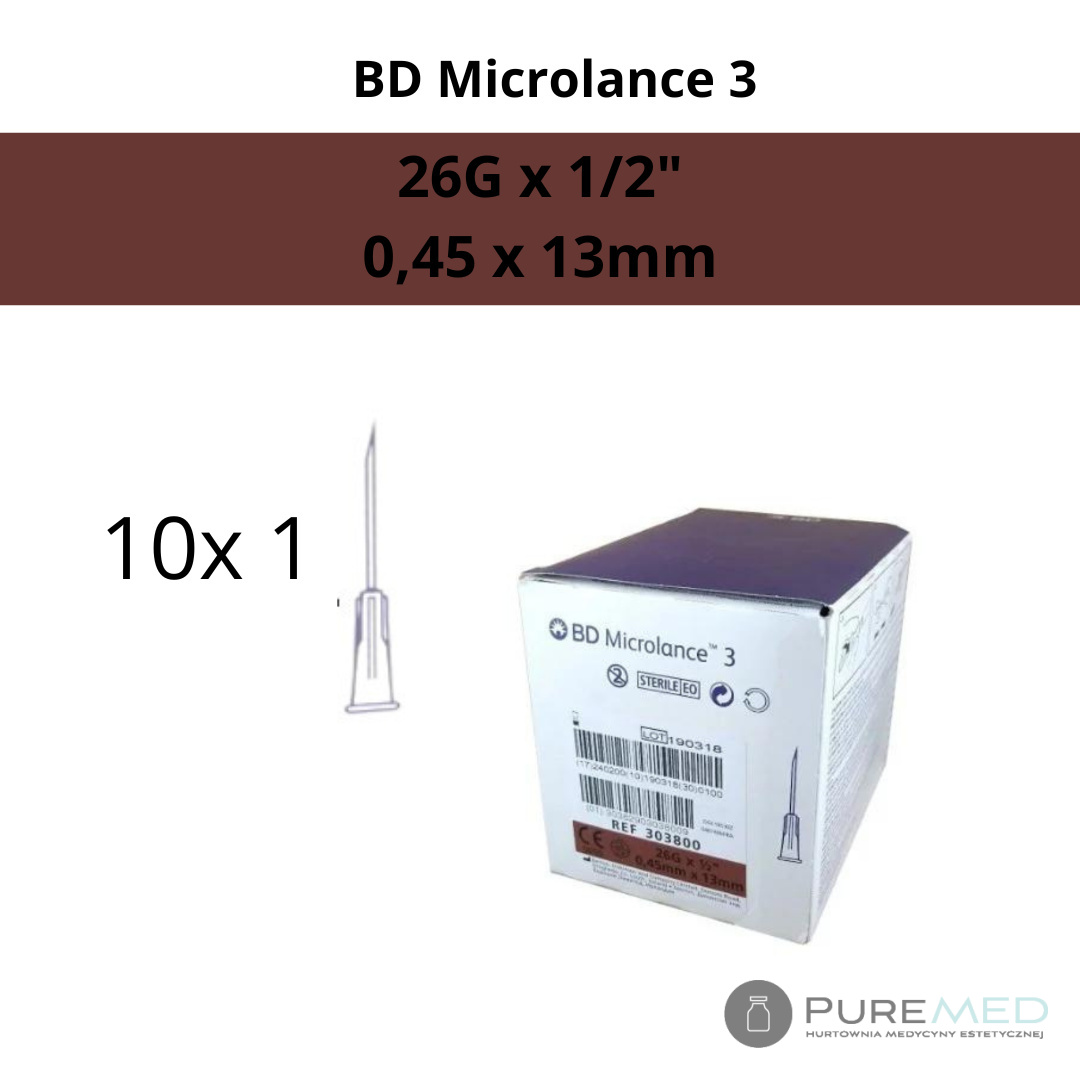 Specjalne ig-y iniekcyjne BD Microlance 3 26G 0,45 x 13mm 10 sztuk - profesjonalny preparat od ...